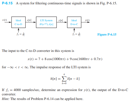 Solved P-6.15 A system for filtering continuous-time signals | Chegg.com