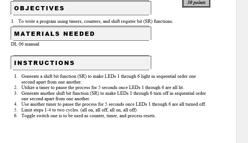 Solved 1. Generate a shift bit function (SR) to make LEDs 1 | Chegg.com