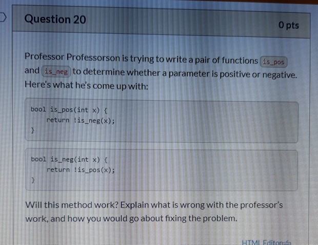 Solved Question 20 O pts Professor Professorson is trying to | Chegg.com