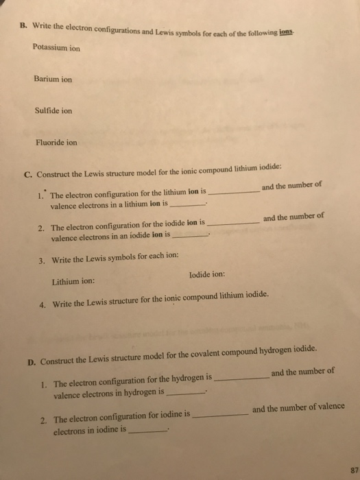Solved B. Write the electron configurations and Lewis | Chegg.com