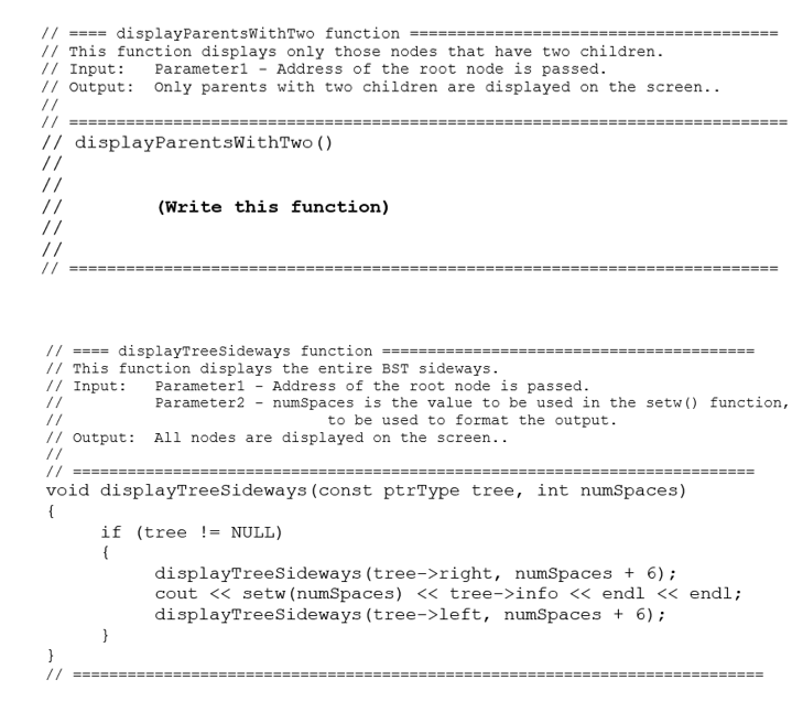Solved BST implementation (using a struct) 1.) Copy and | Chegg.com