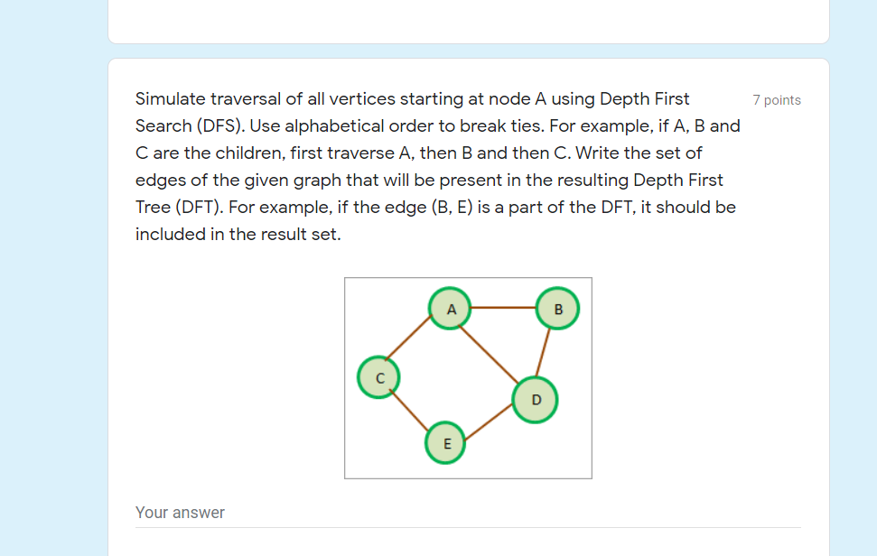Solved 7 points Simulate traversal of all vertices starting | Chegg.com