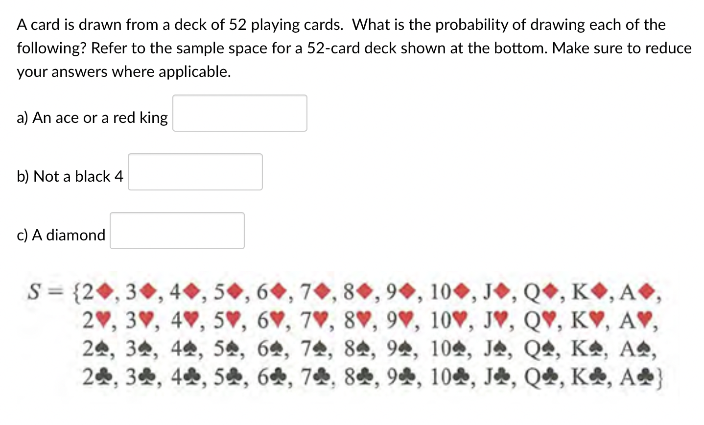 Solved A card is drawn from a deck of 52 playing cards. What | Chegg.com