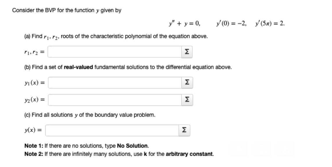 Solved Consider the BVP for the function y given by | Chegg.com