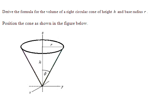 Solved Derive the formula for the volume of a right circular | Chegg.com