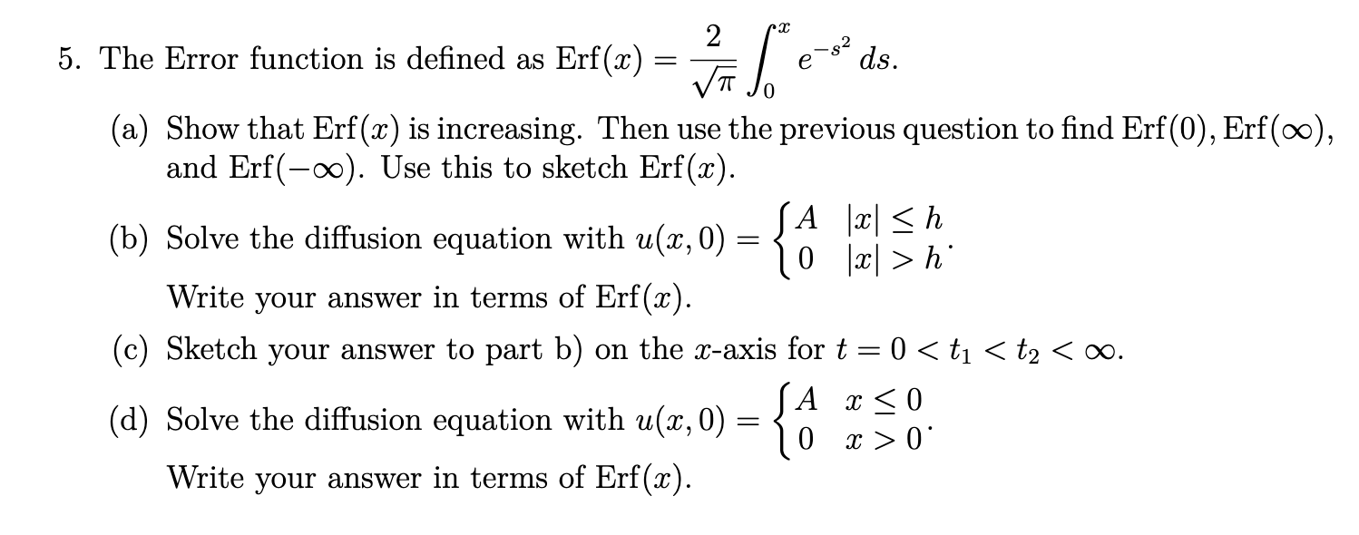 Solved The Error function is defined as | Chegg.com