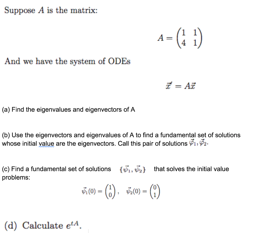 Solved Suppose A is the matrix: A=(1411) And we have the | Chegg.com