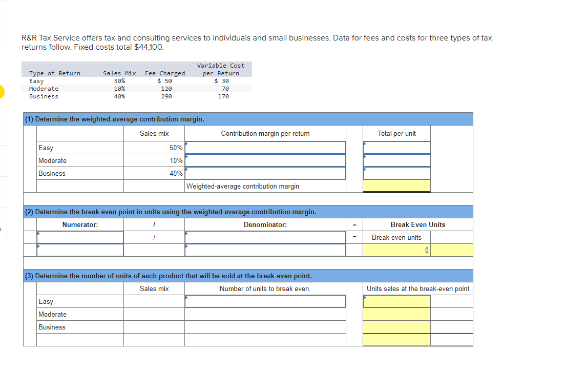 Solved R\&R Tax Service offers tax and consulting services | Chegg.com