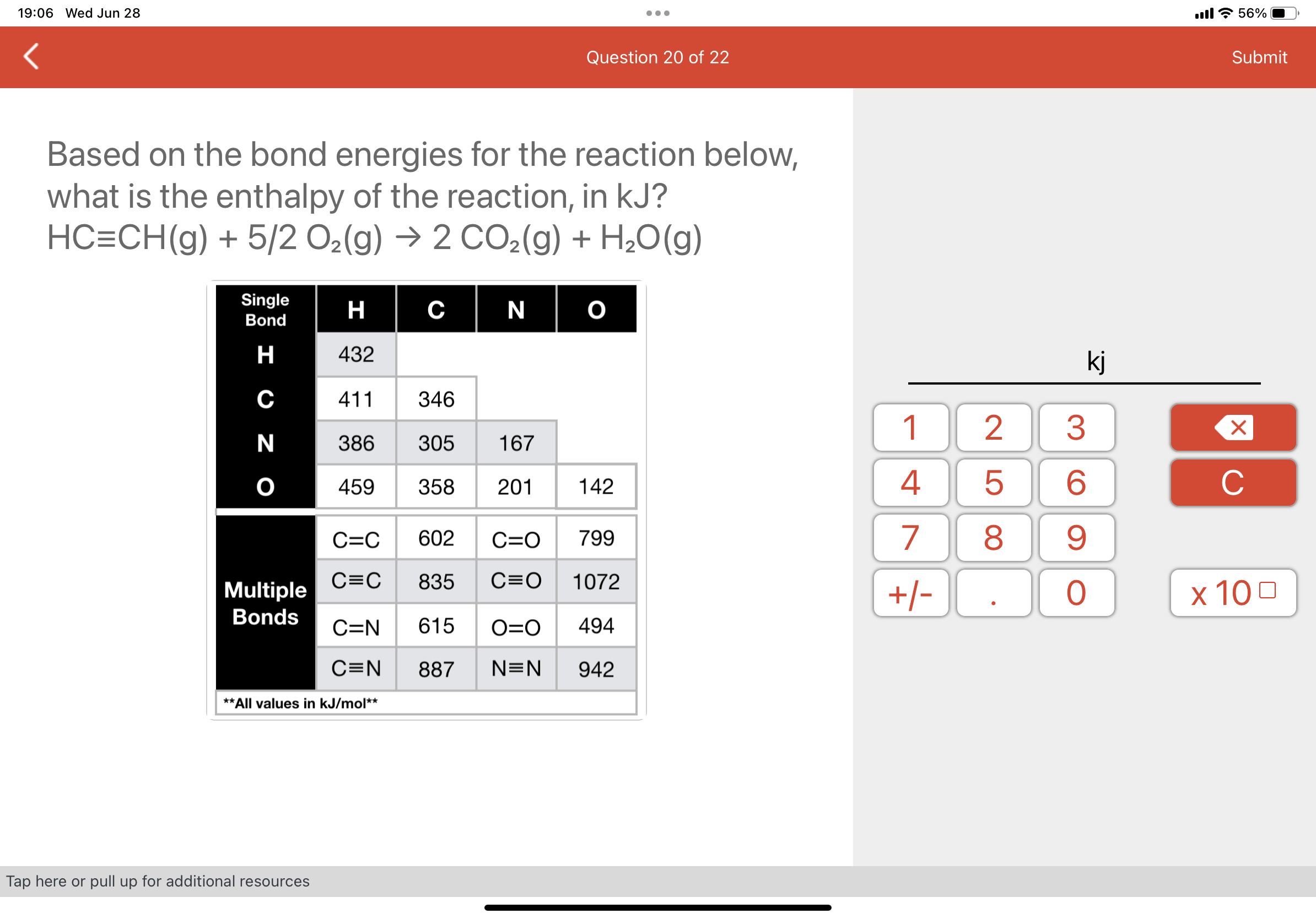 Solved Based on the bond energies for the reaction below, | Chegg.com