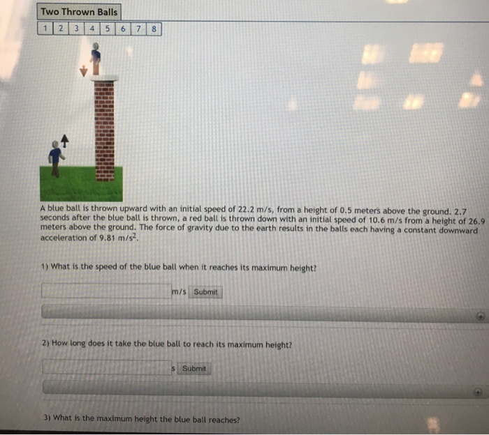 Solved Two Thrown Balls 11131415161718 A blue ball is thrown | Chegg.com