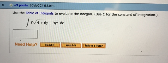 Solved 9, 0-11 points scalcCC4 5.8.0 11. Use the Table of | Chegg.com