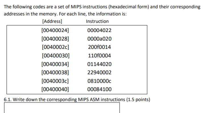 Solved The following codes are a set of MIPS instructions | Chegg.com