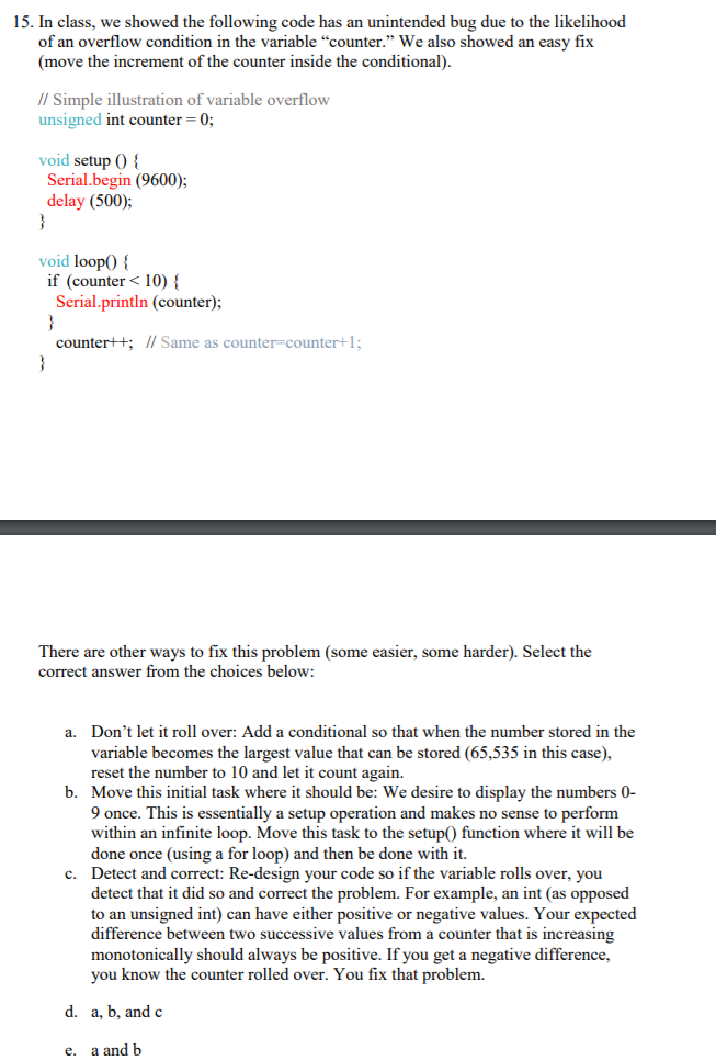 Solved 15. In class, we showed the following code has an | Chegg.com