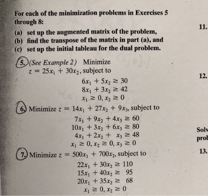 Solved For each of the minimization problems in Exercises 5 | Chegg.com