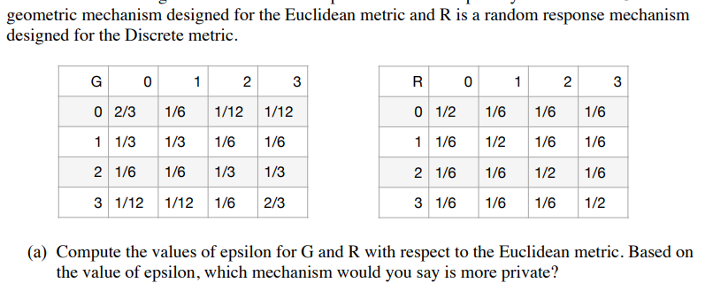 geometric mechanism designed for the Euclidean metric | Chegg.com