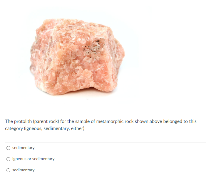 Solved The protolith (parent rock) for the sample of | Chegg.com