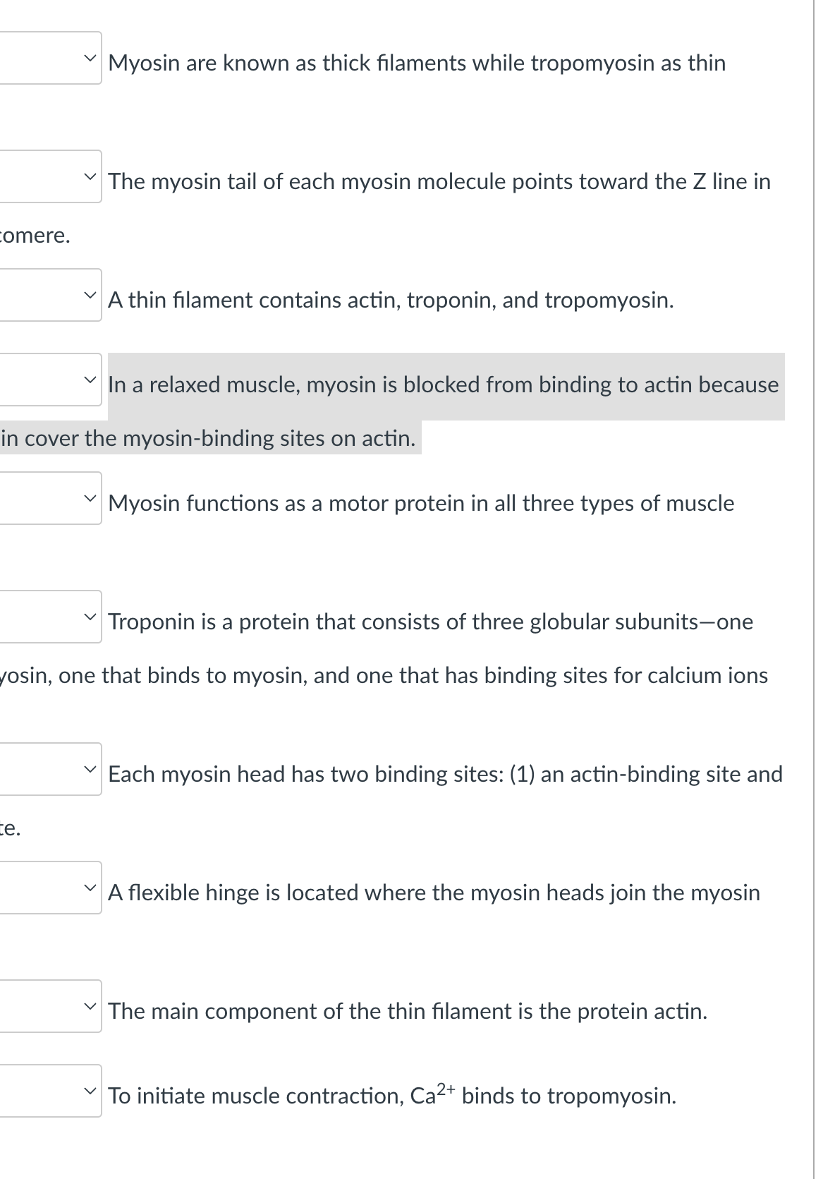 Solved Myosin are known as thick filaments while tropomyosin | Chegg.com