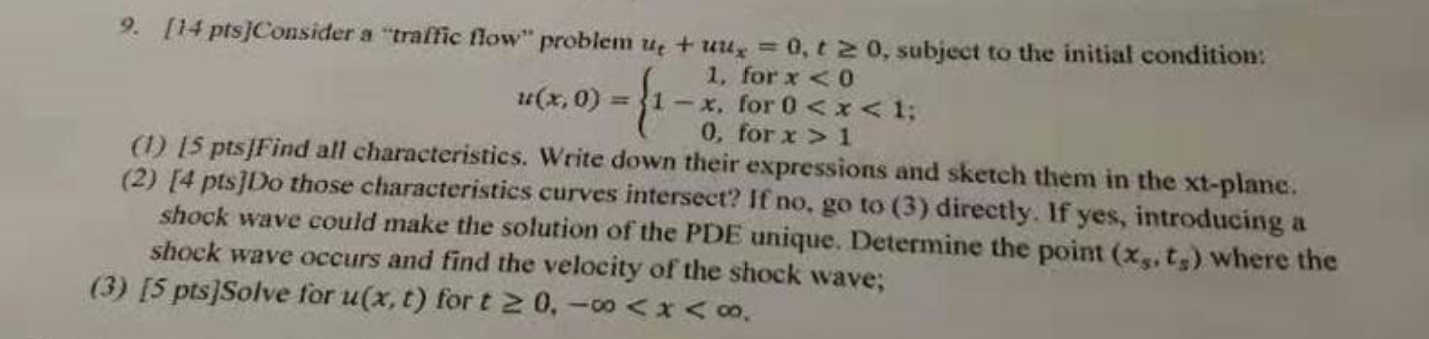 Solved 9. [14 pts Consider a "traffic flow" problem up + urz | Chegg.com