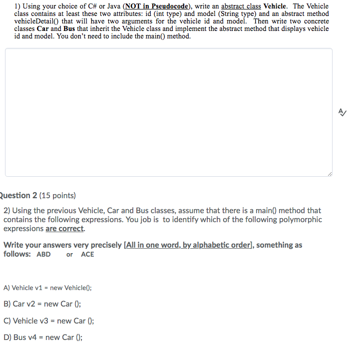 Solved 1) Using your choice of C# or Java (NOT in | Chegg.com