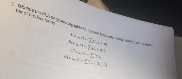 Solved 3. Tabulate the PLA programming table for the four | Chegg.com