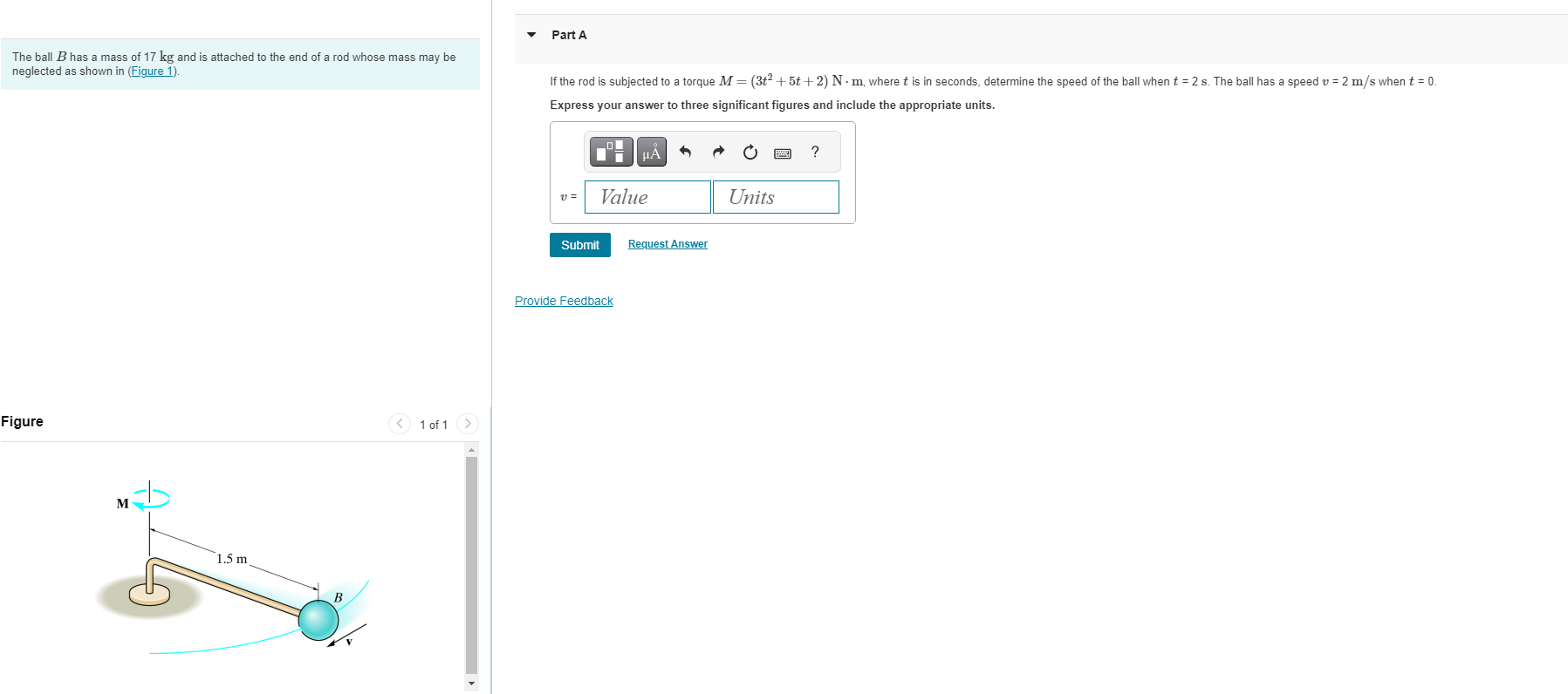 Solved The ball B has a mass of 17 kg and is attached to the | Chegg.com