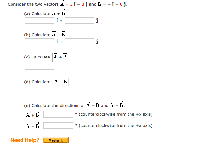 Solved Consider the two vectors A = 3î - 3 and B = - 1 - 6 . | Chegg.com