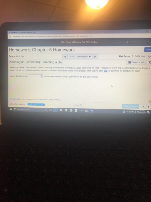 PSU Personal Finance Fall 2017 On-line Homework: | Chegg.com