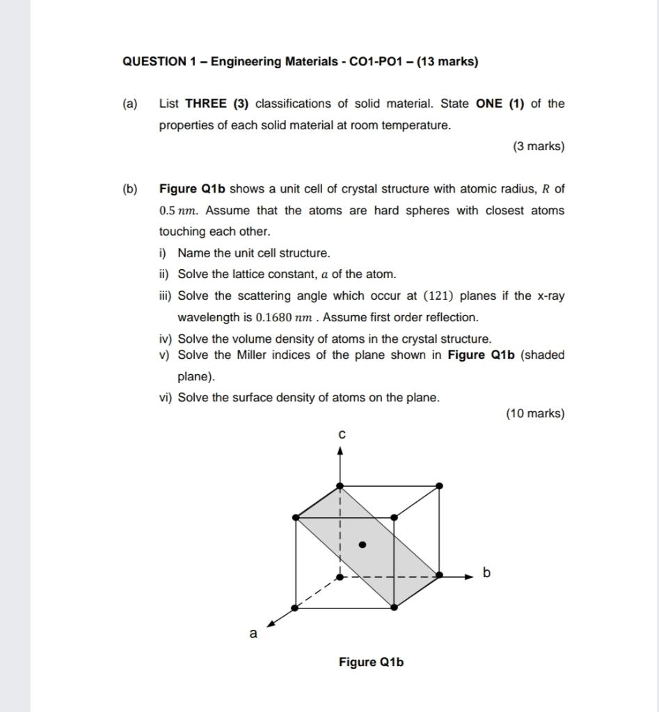 Solved QUESTION 1 - Engineering Materials - C01-P01 - (13 | Chegg.com