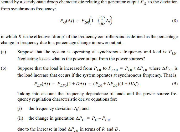 Solved 14.5 Steady-state frequency regulation. Power system | Chegg.com
