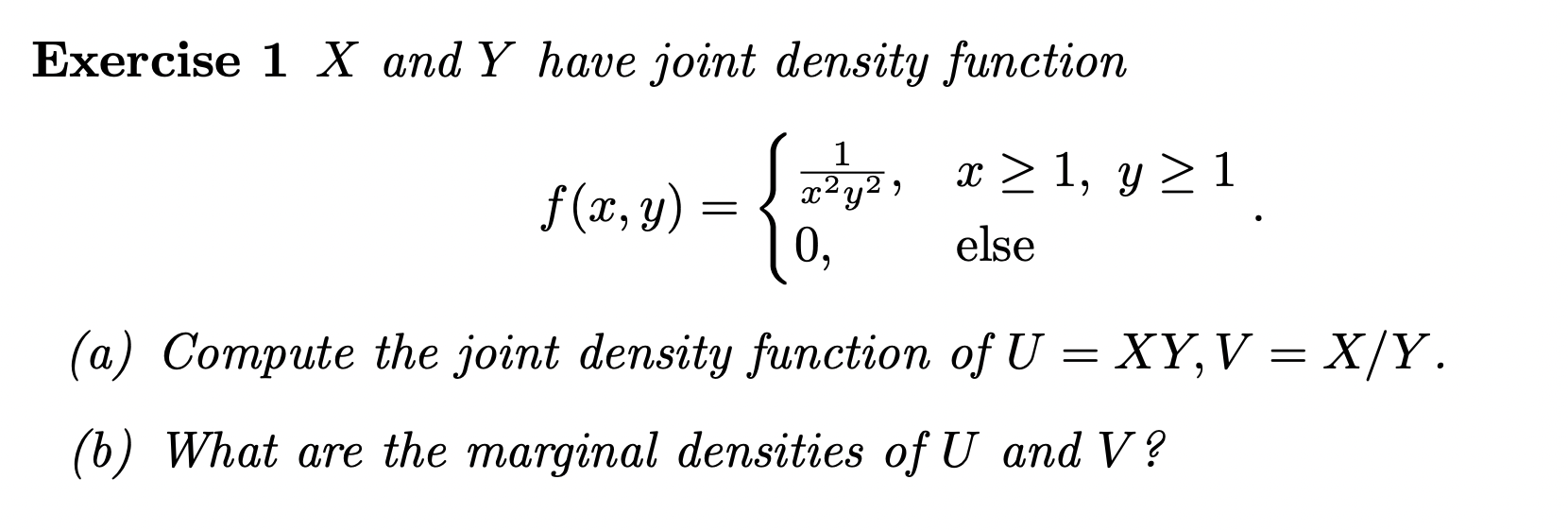 Solved Exercise 1X and Y have joint density function | Chegg.com