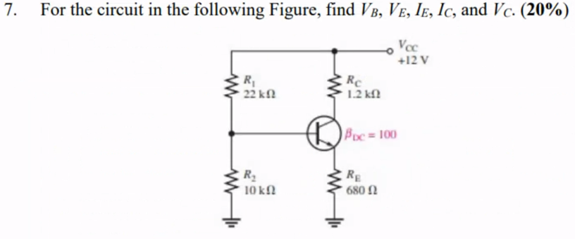 Solved 7. For the circuit in the following Figure, find VB, | Chegg.com