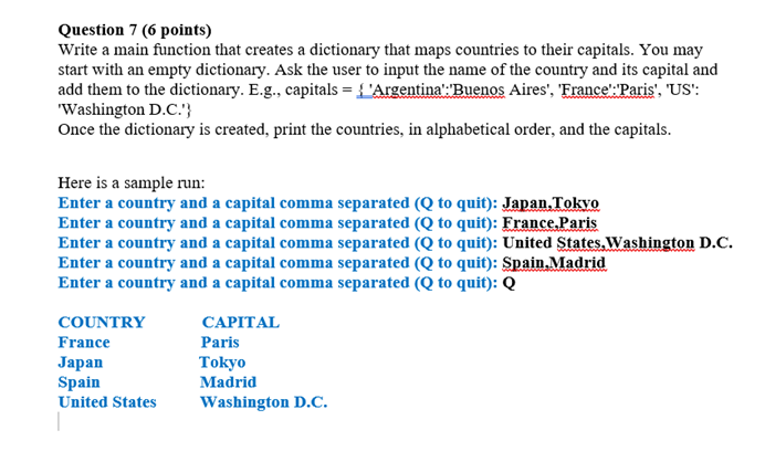 Solved Question 7 (6 points) Write a main function that | Chegg.com