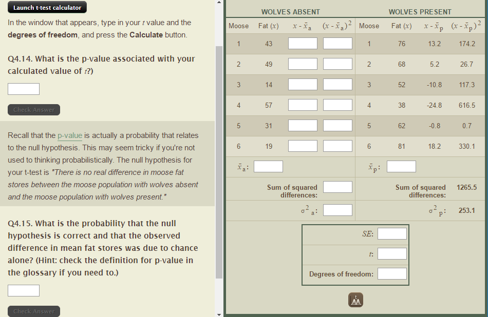 Solved Launch t-test calculator In the window that appears, | Chegg.com