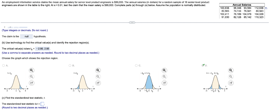 Solved d) Decide whether to reject or fail to reject the | Chegg.com