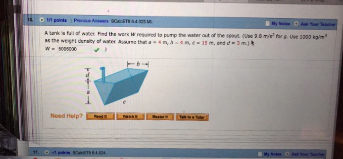 Solved A tank is full of water. Find the work W required to | Chegg.com