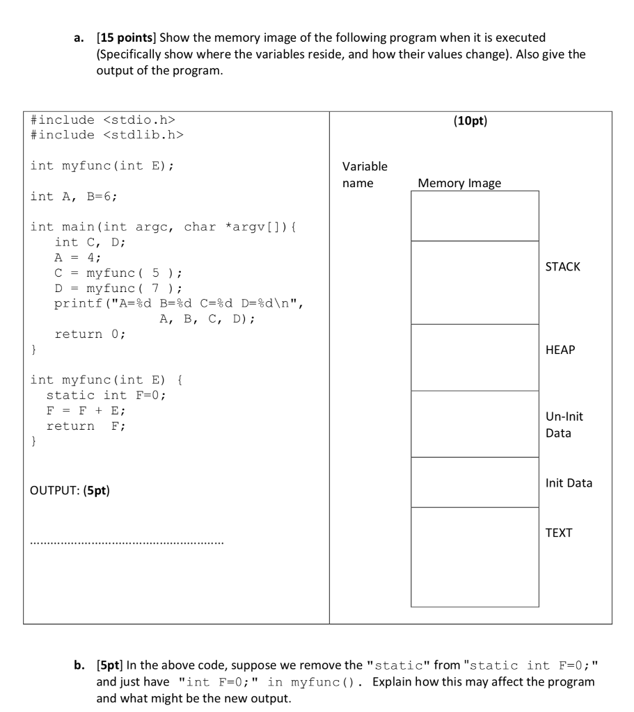 Solved Show the memory image of the following program when | Chegg.com