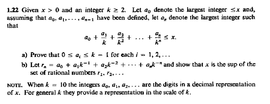 Solved 1.22 ﻿Given x>0 ﻿and an integer k≥2. ﻿Let a0 ﻿denote | Chegg.com