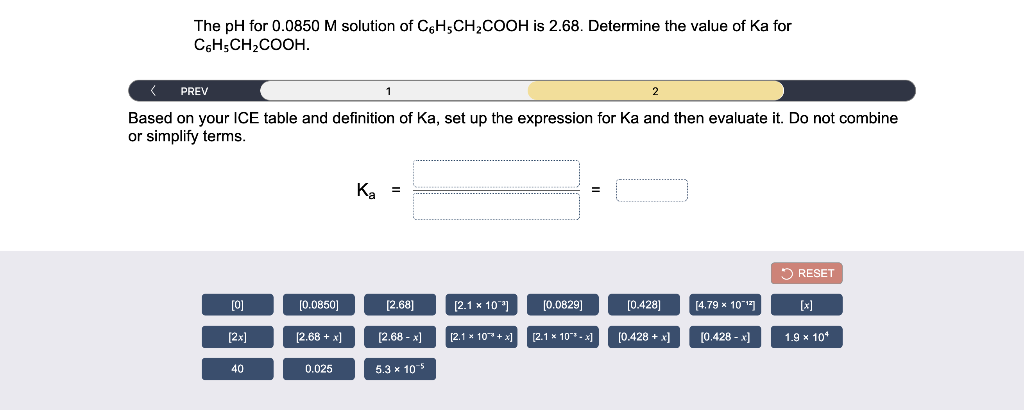Solved The pH for 0.0850 M solution of C6H5CH2COOH is 2.68. | Chegg.com