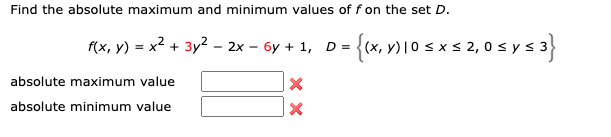Solved Find the absolute maximum and minimum values of f on | Chegg.com