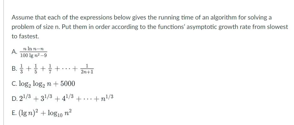Solved Assume that each of the expressions below gives the | Chegg.com