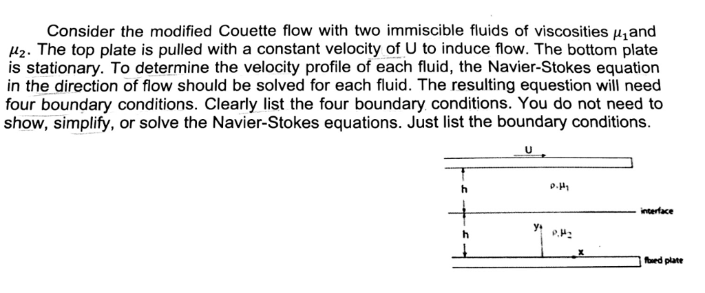 Solved Consider the modified Couette flow with two | Chegg.com
