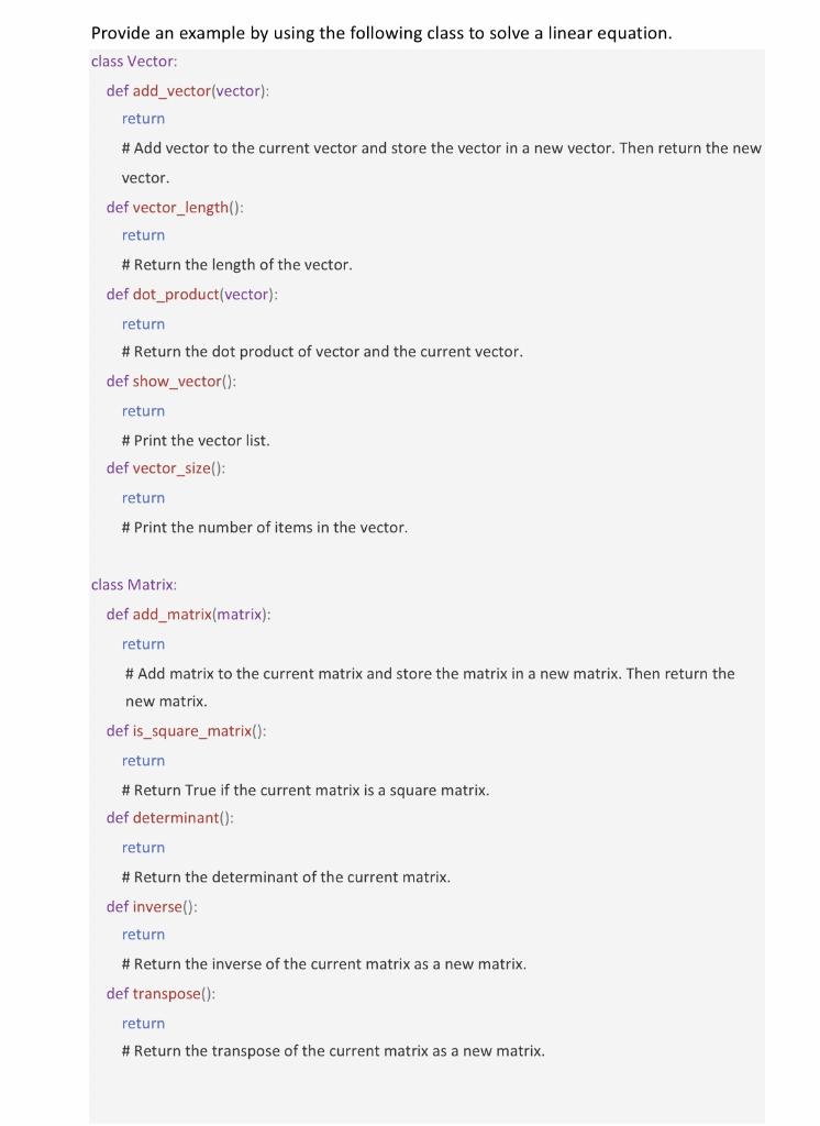 Provide an example by using the following class to | Chegg.com