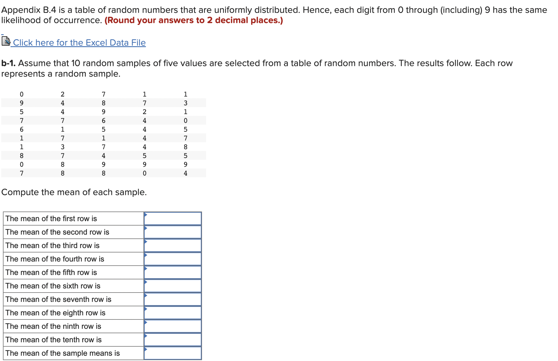 Solved Appendix B.4 is a table of random numbers that are | Chegg.com