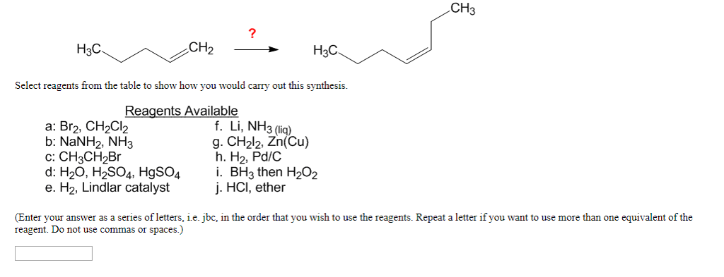 Solved CH3 H3C CH2- H3C Select reagents from the table to | Chegg.com