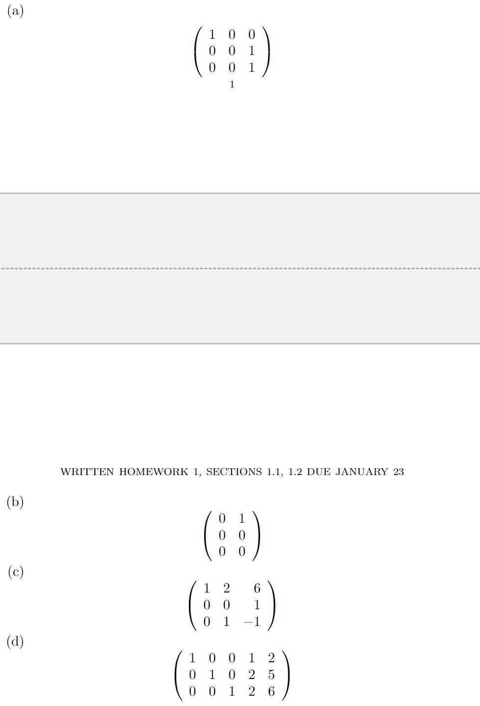 Solved Determine the rank of each matrix below. Which of the | Chegg.com