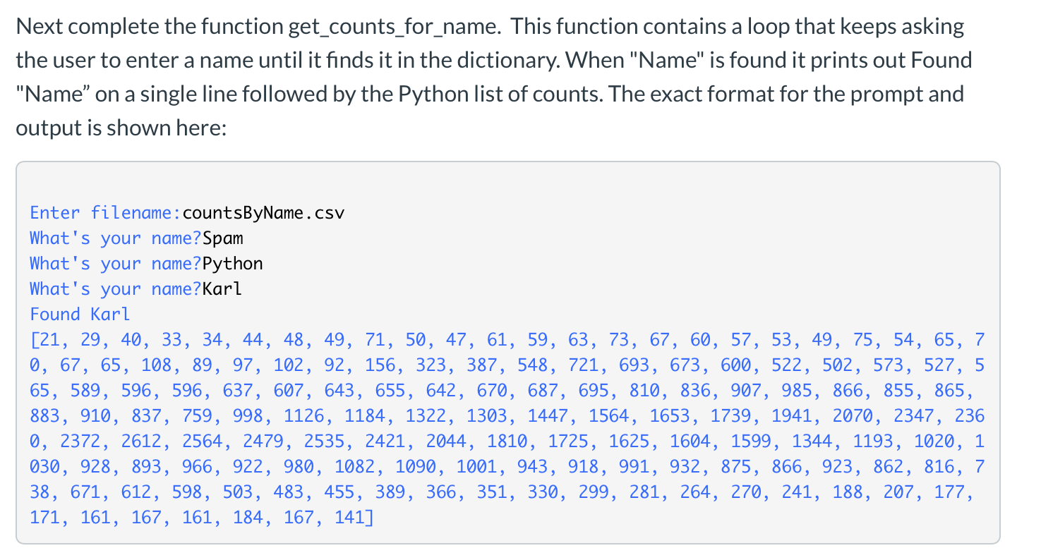 Solved Use Python Here Is My Code Def Make name dict fil Chegg