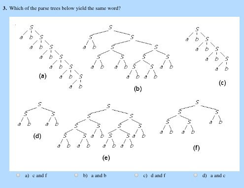 Solved 3. Which of the parse trees below yield the same | Chegg.com