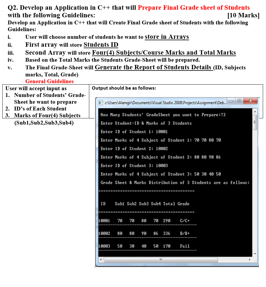 Solved Develop an Application in C++ that will Prepare Final | Chegg.com