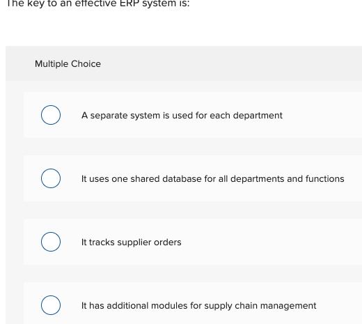 Solved The key to an effective ERP system is: Multiple | Chegg.com