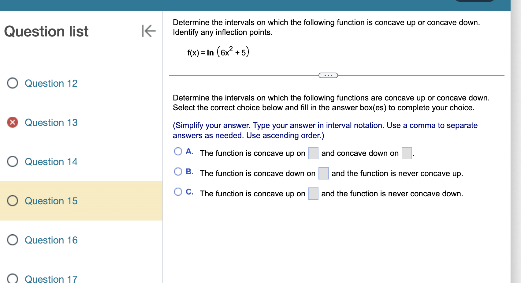 Solved Determine the intervals on which the following | Chegg.com